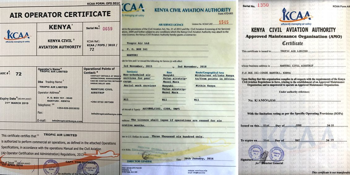 AOC Licence | Kenya | Tropic Air